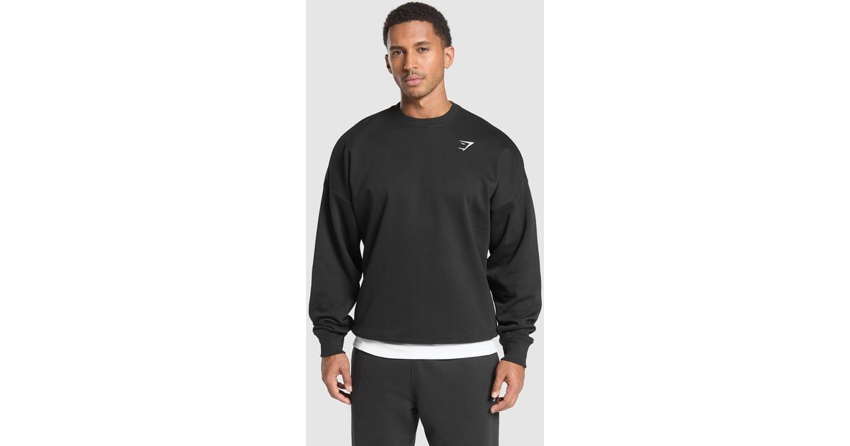 GYMSHARK Oversized Crest Crew in Black for Men | Lyst UK