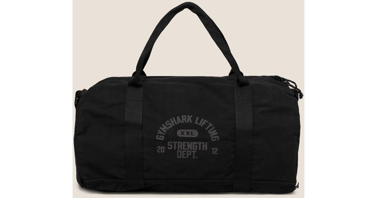 GYMSHARK Strength Dept Canvas Duffle Bag in Black | Lyst UK