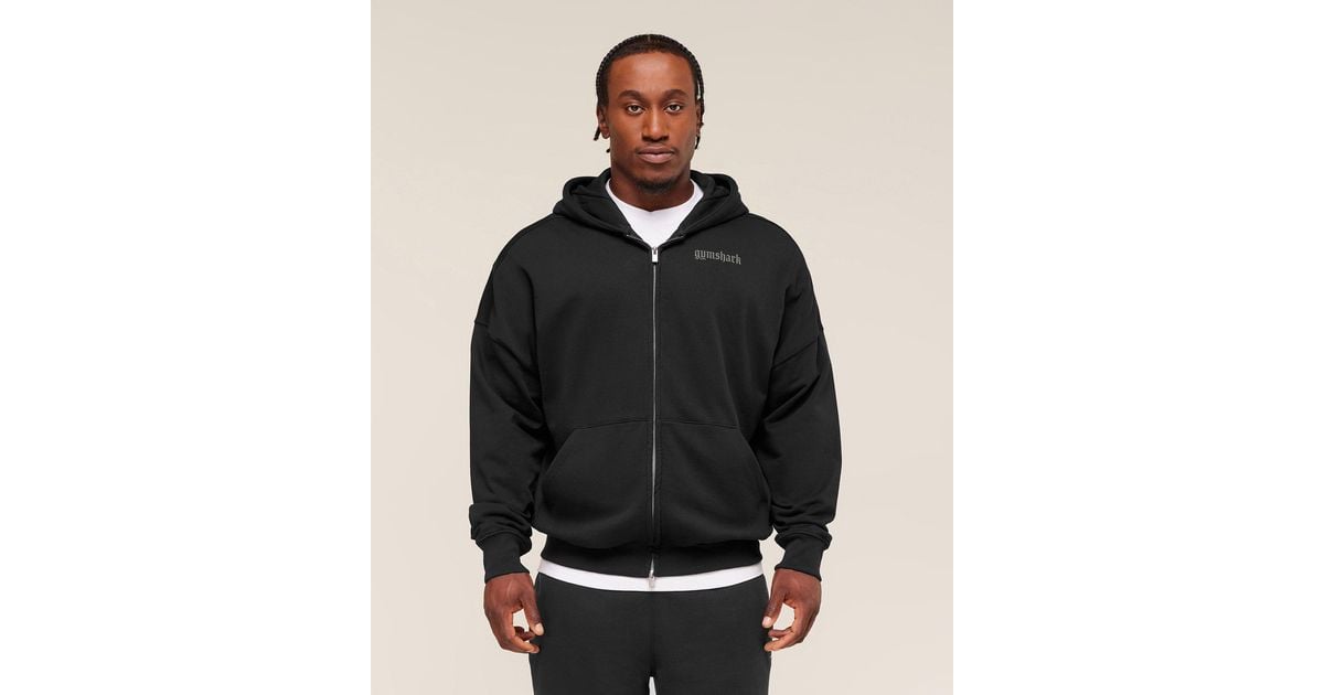 GYMSHARK Olde English Zip Up Hoodie in Black for Men | Lyst UK