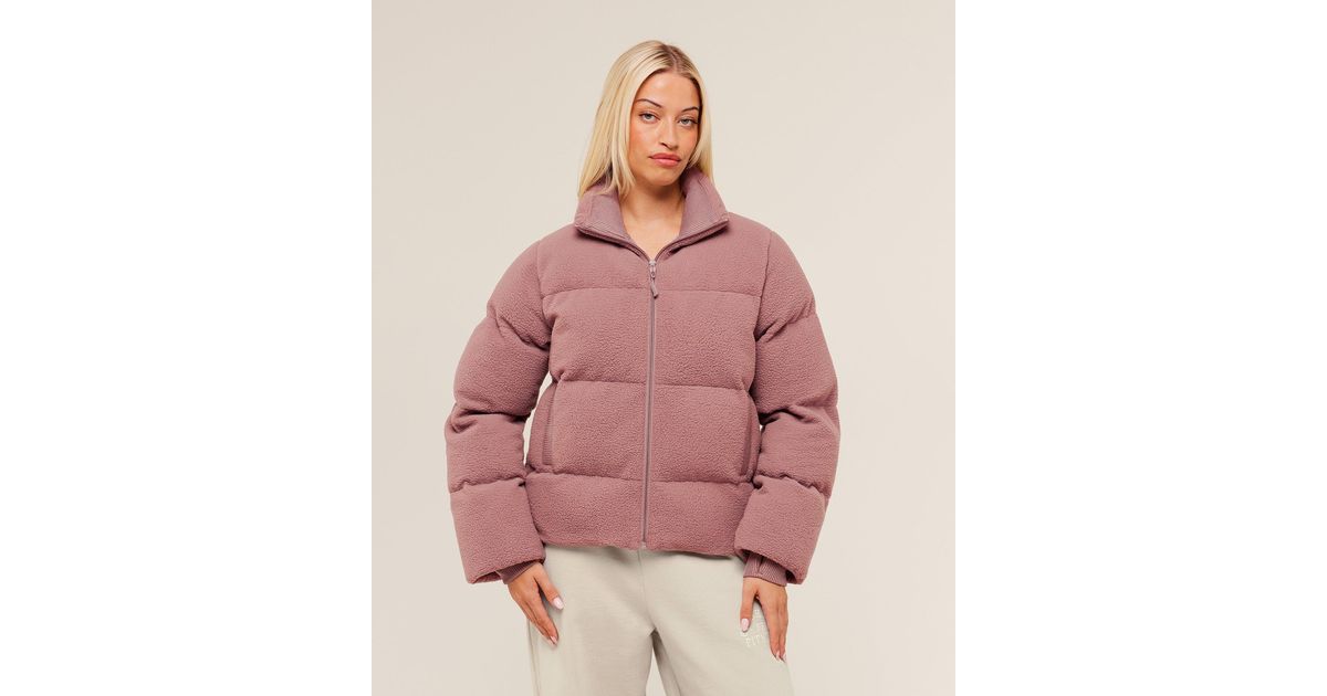 GYMSHARK Sherpa Puffer Jacket in Pink | Lyst UK