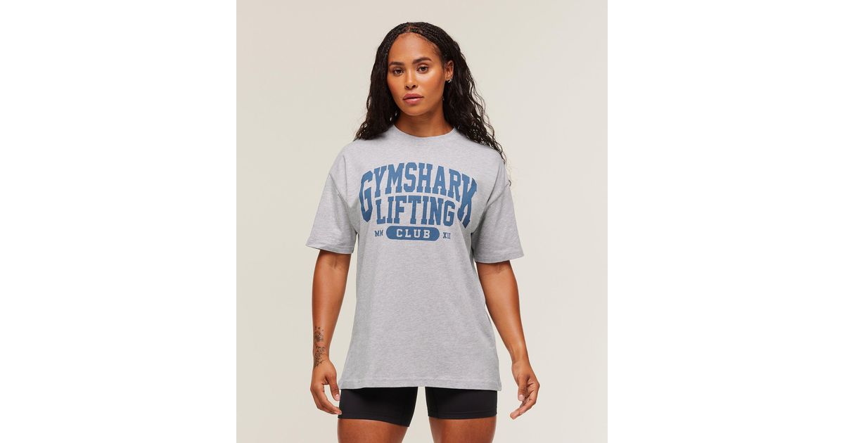 GYMSHARK Lifting Club Graphic Oversized T-Shirt in Blue | Lyst UK