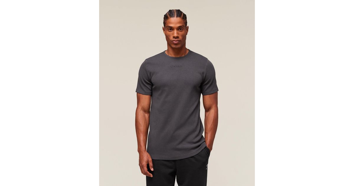 GYMSHARK Premium Washed Ribbed T-Shirt in Grey for Men | Lyst UK