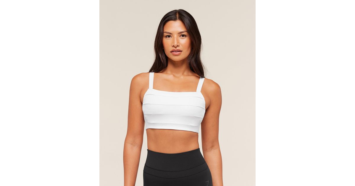 GYMSHARK Pleated Medium Support Sports Bra in White | Lyst UK