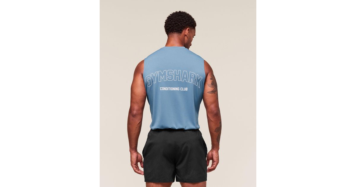 GYMSHARK Hybrid Athlete Cut Off Tank in Blue for Men | Lyst UK