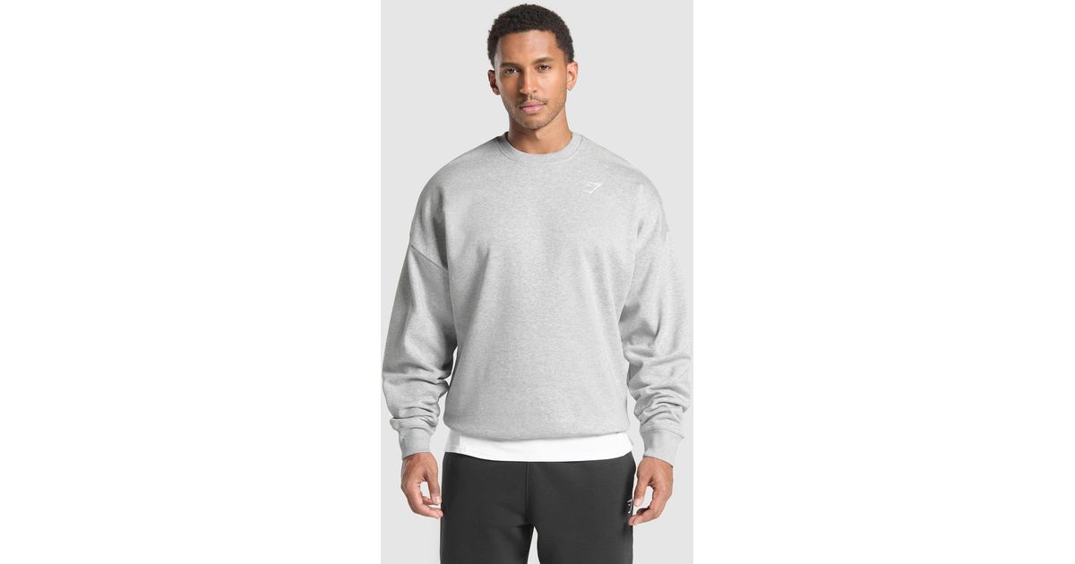 GYMSHARK Oversized Crest Crew in Gray for Men | Lyst