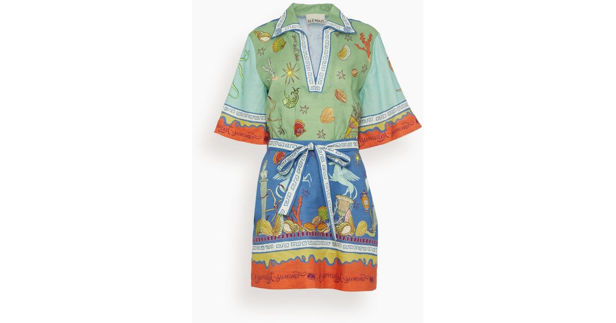 ALÉMAIS Surrealist Summer V Mini Dress in Green | Lyst