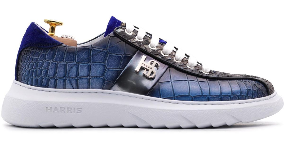Harris Shoes 1913 Crocodile Effect Sneakers And Python Skin in Blue for ...