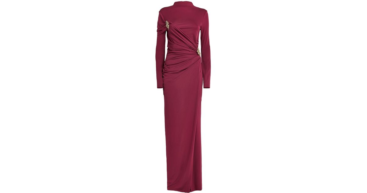 Jonathan Simkhai Draped Embellished Izadora Maxi Dress in Red | Lyst