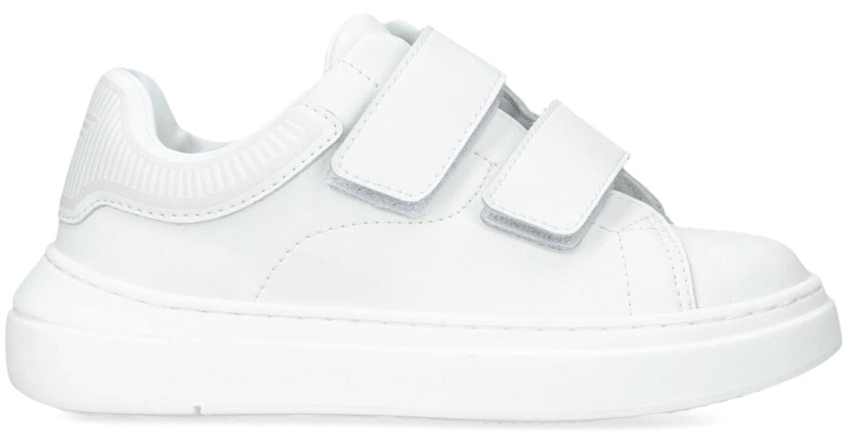 Giorgio Armani Leather Velcro Sneakers in White for Men | Lyst UK