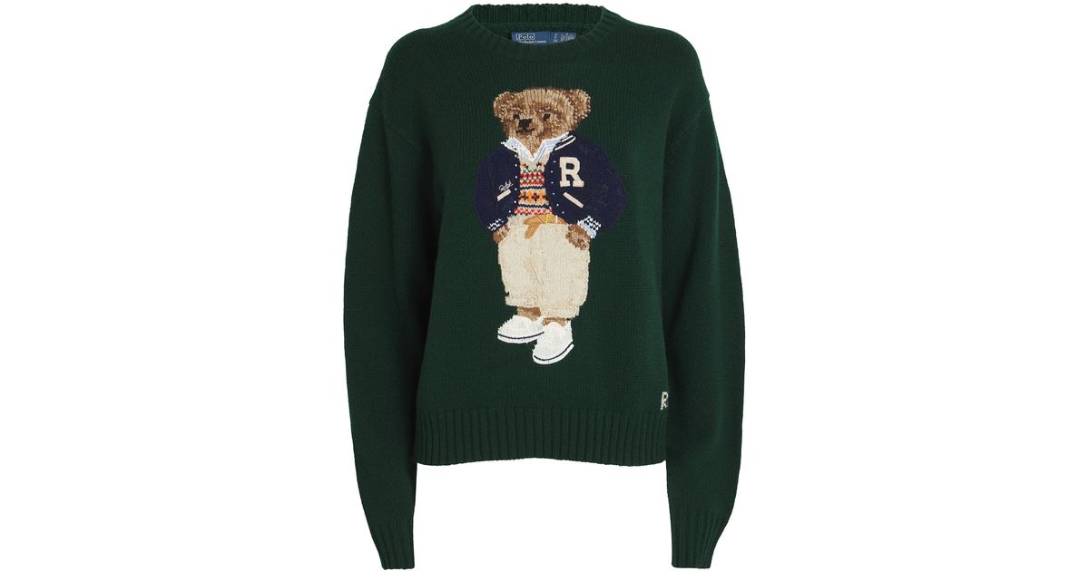 Polo Ralph Lauren Preppy Polo Bear Sweater in Green | Lyst UK