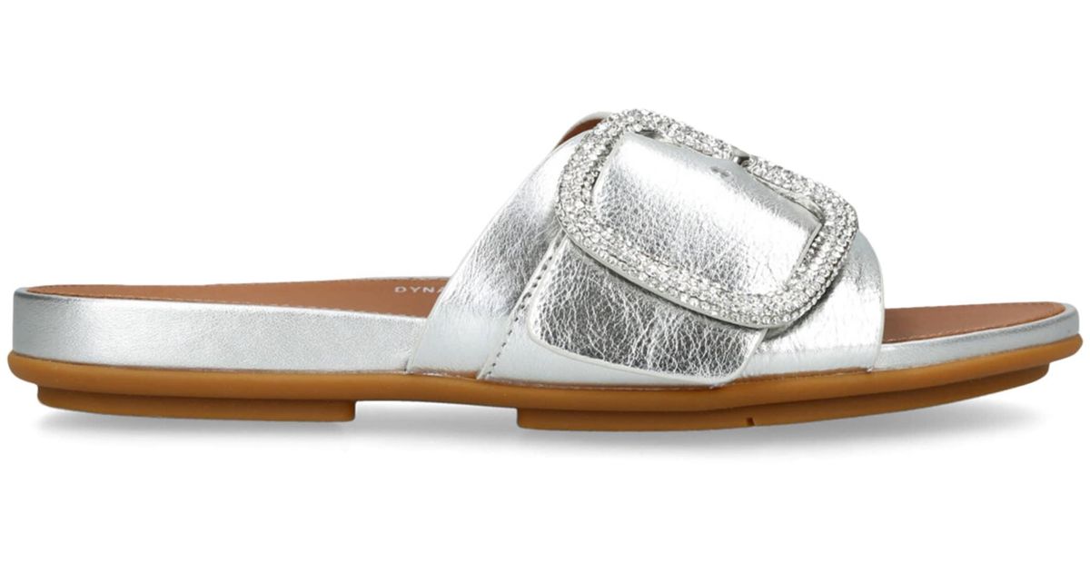 Fitflop Leather Gracie Slides in White | Lyst