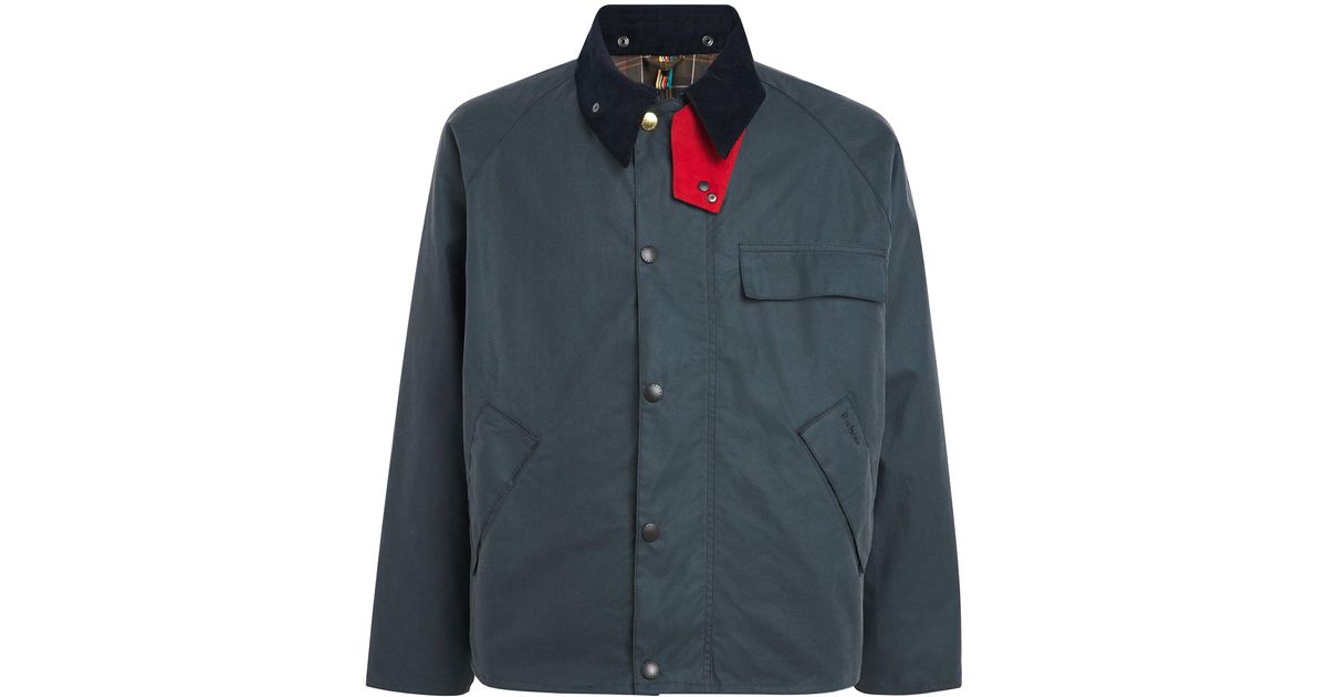Barbour X Paul Smith Transport Waxed Jacket in Blue for Men | Lyst