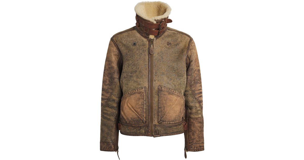 Polo Ralph Lauren Leather-Shearling Bomber Jacket in Brown for Men | Lyst