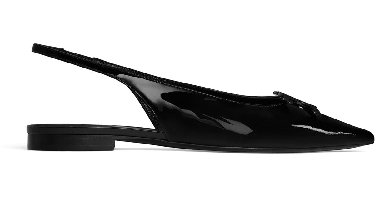 Celine Leather Alma Triomphe Slingback Ballet Flats in Black | Lyst UK