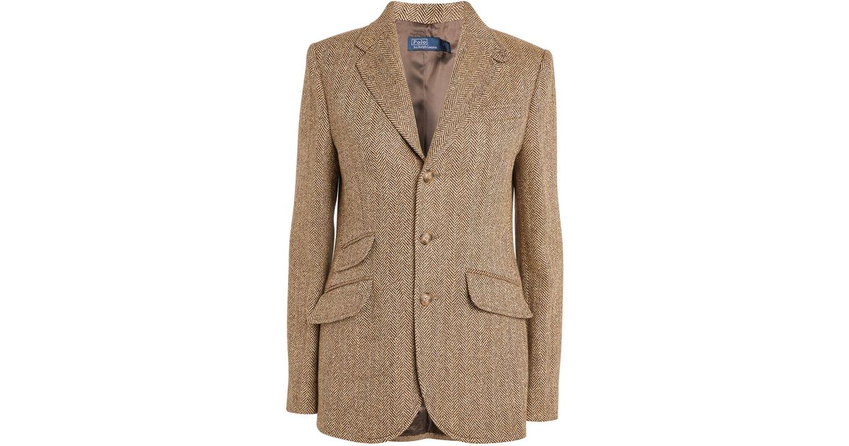 Polo Ralph Lauren Linen-Blend Herringbone Blazer in Brown | Lyst