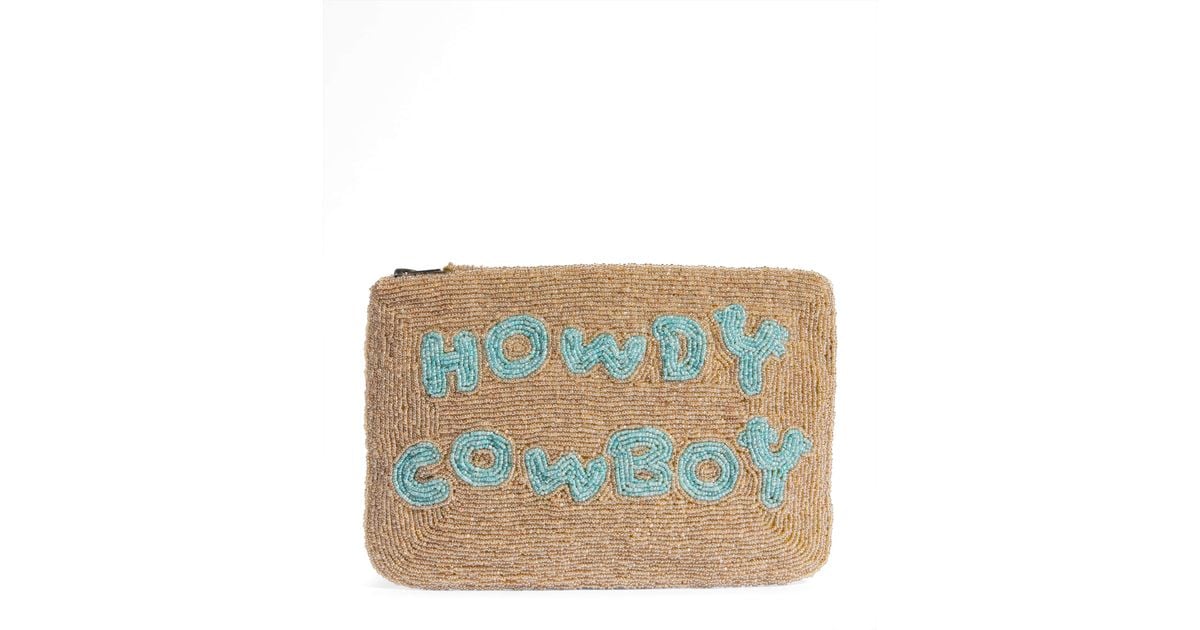 The Jacksons Beaded Howdy Cowboy Clutch Bag in Blue | Lyst
