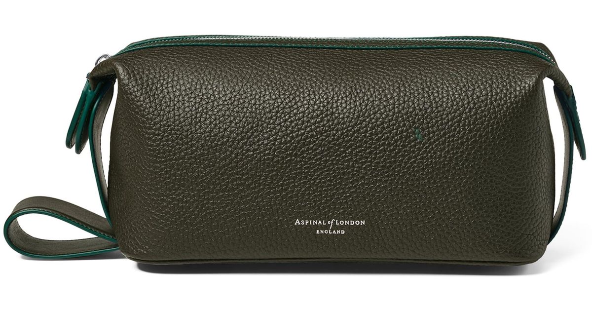 Aspinal of London Leather Reporter Wash Bag in Green for Men | Lyst