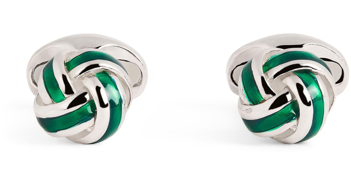 Deakin & Francis Sterling And Enamel Knot Cufflinks in Green for Men ...