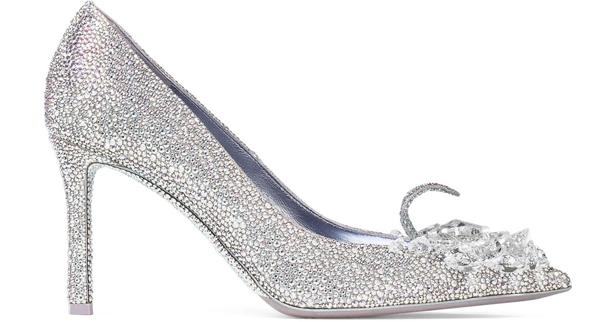 Jimmy Choo Crystal Slipper 85 Embellished Pumps in White | Lyst