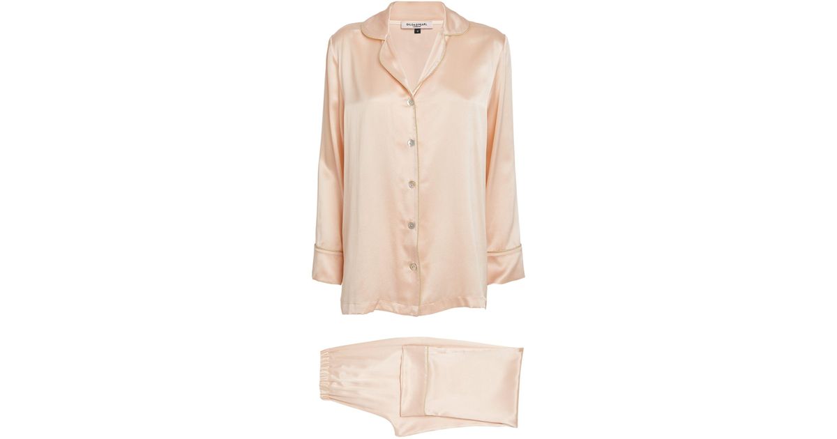 Gilda & Pearl Silk Dressing Room Pyjama Set in Natural | Lyst