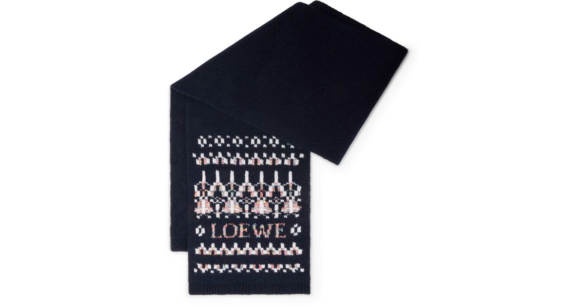 Loewe Wool-Blend Logo Scarf in Blue | Lyst UK