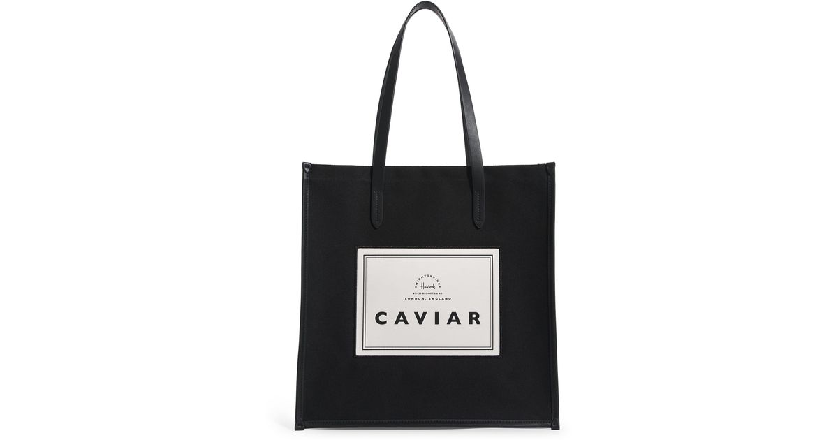 Harrods Cotton Caviar Condiments Shopper Bag in Black | Lyst