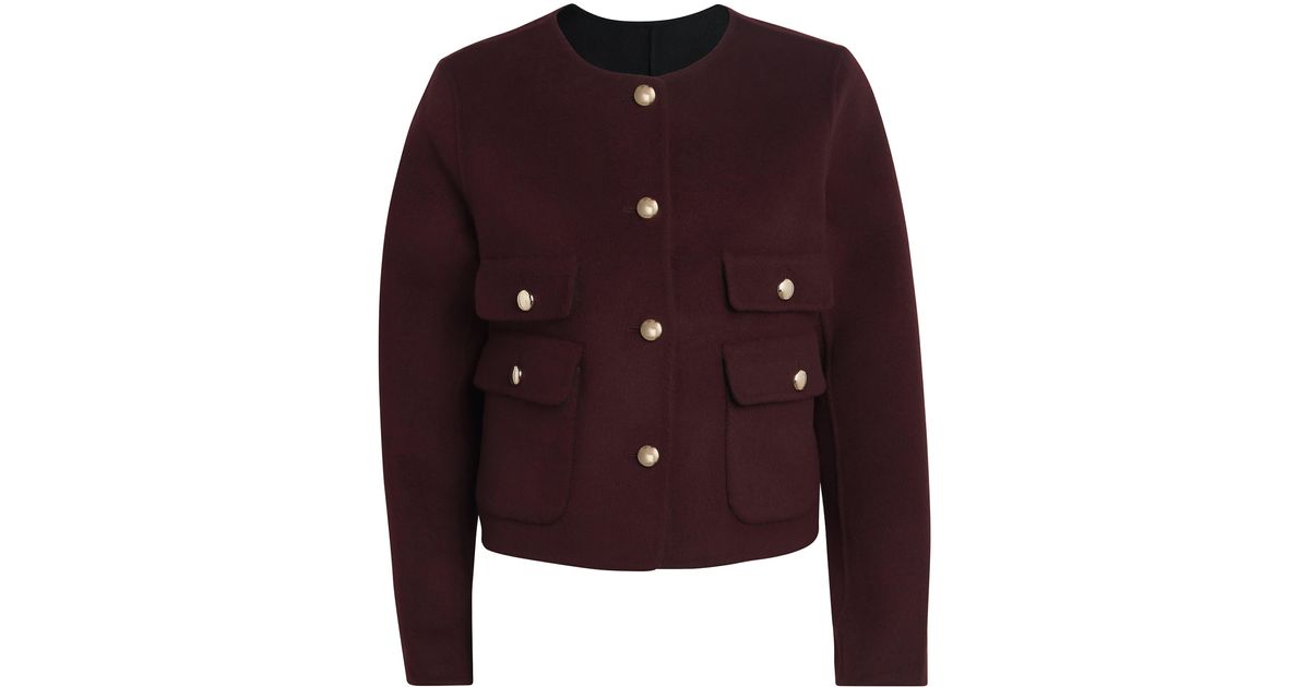 Maje Wool-Blend Reversible Bomber Jacket in Red | Lyst