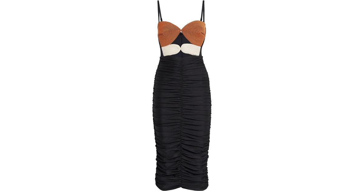 PATBO Braided Cut-Out Midi Dress in Black | Lyst