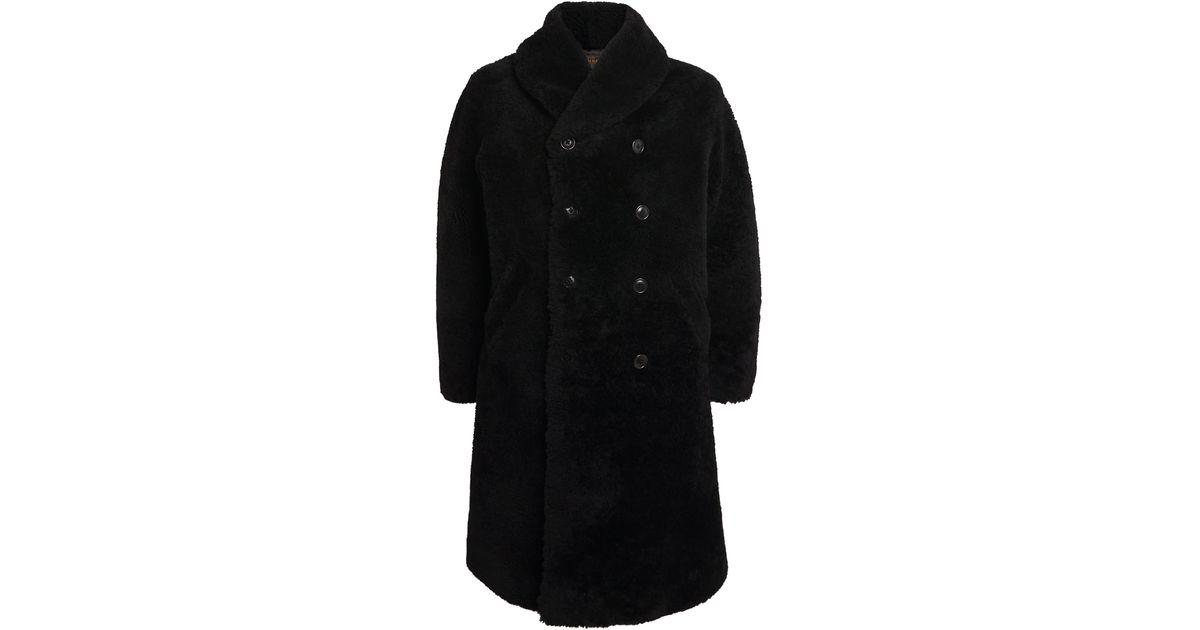 Polo Ralph Lauren Shearling Cabot Overcoat in Black for Men | Lyst UK