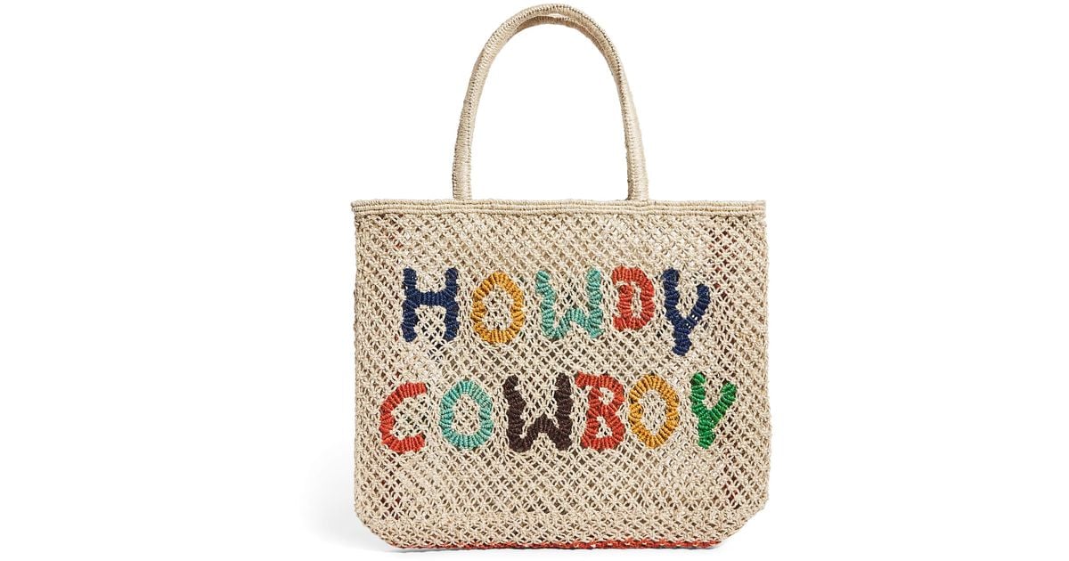 The Jacksons Small Jute Howdy Cowboy Tote Bag | Lyst