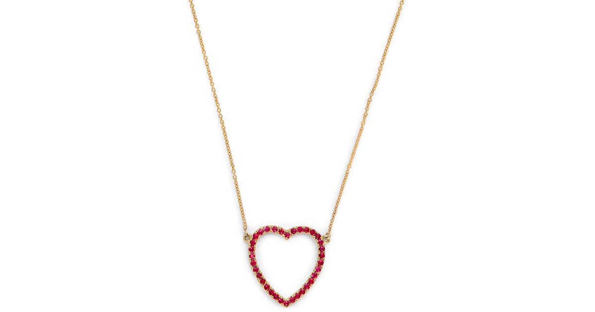 Jennifer Meyer Large And Ruby Edith Open Heart Necklace in Metallic | Lyst