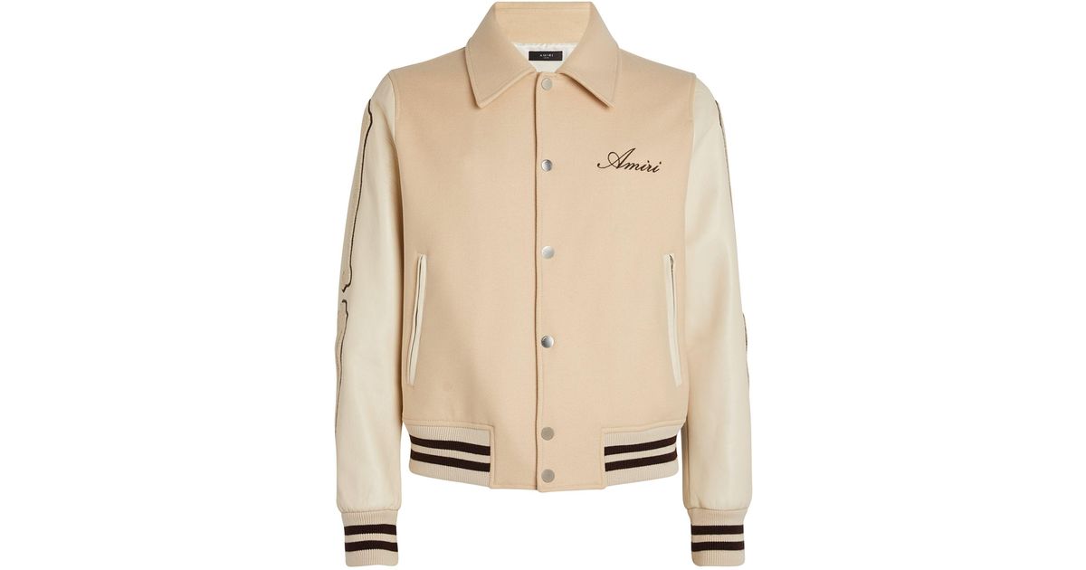 Amiri Bones Varsity Jacket in Natural for Men | Lyst