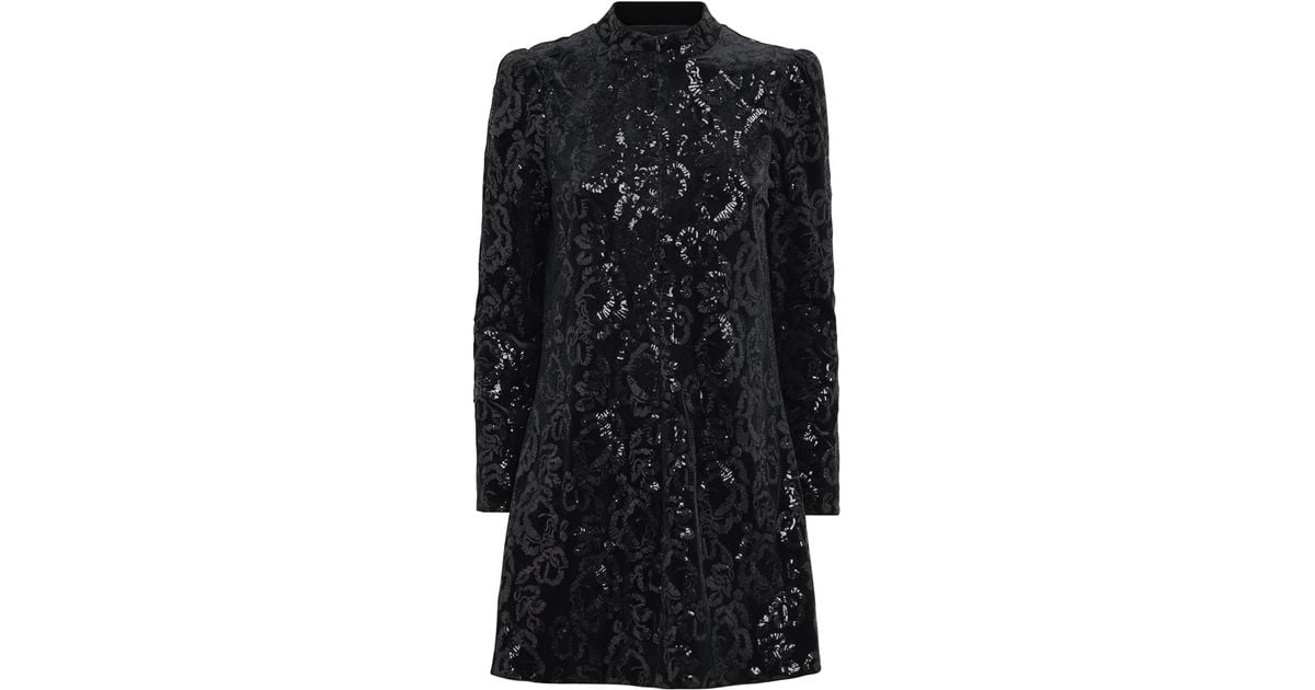 ME+EM Velour Sequin Mini Dress in Black | Lyst