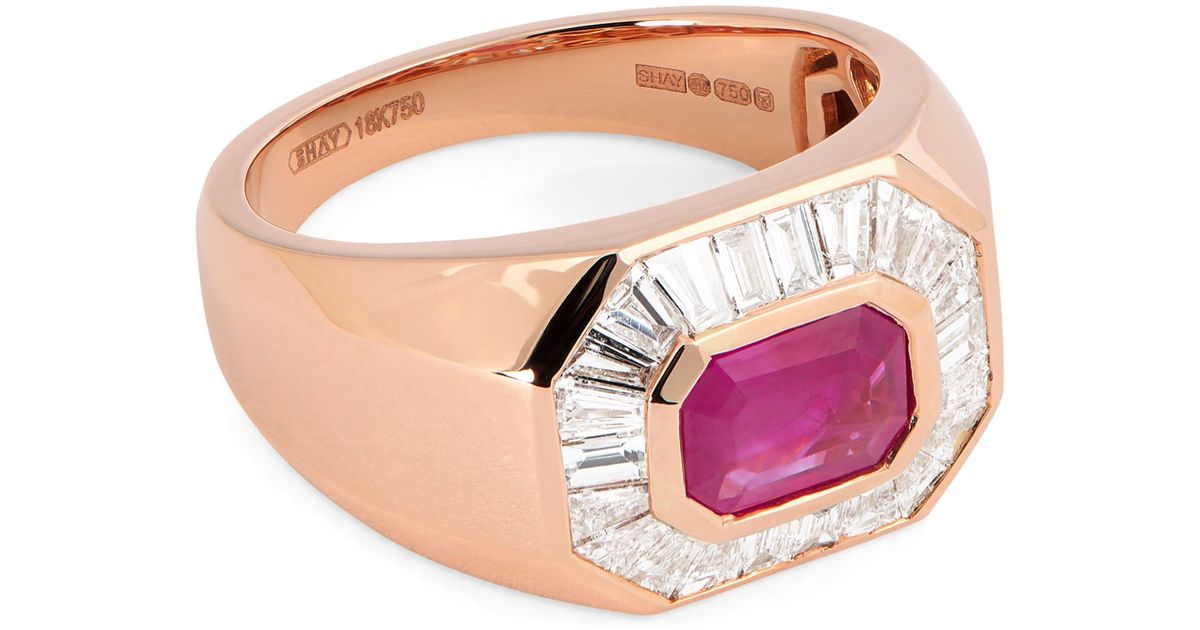 SHAY Diamond And Ruby Championship Ring in Pink | Lyst UK