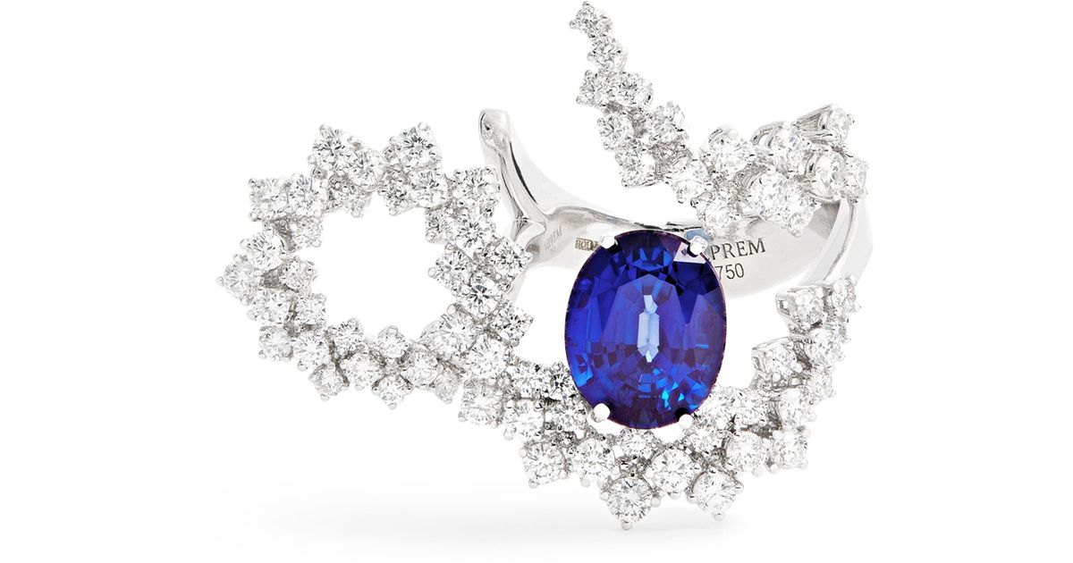 YEPREM Diamond And Sapphire Reign Supreme Ring in White | Lyst