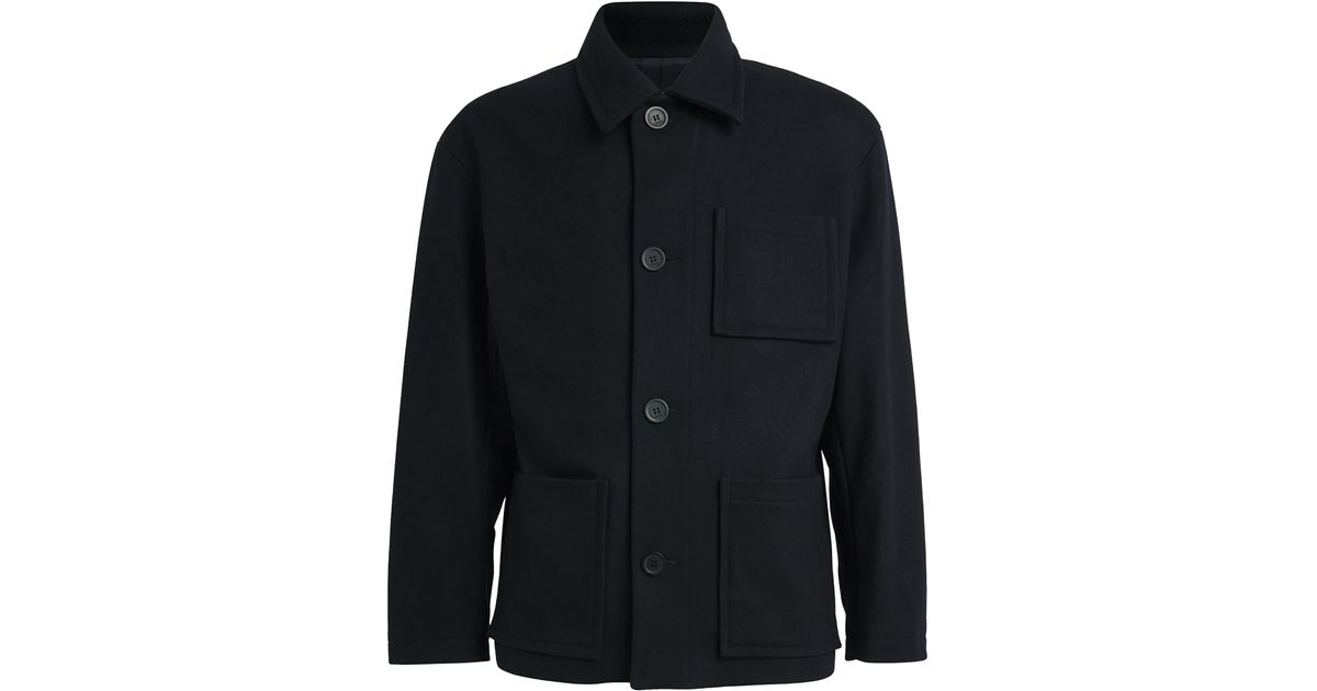 Sandro Wool-Blend Work Jacket in Blue for Men | Lyst