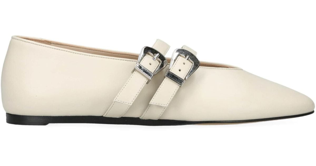 Le Monde Beryl Leather Buckle Claudia Ballet Flats in White | Lyst