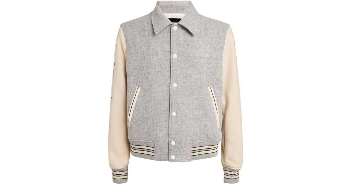 Amiri Bones Varsity Jacket in Gray for Men | Lyst