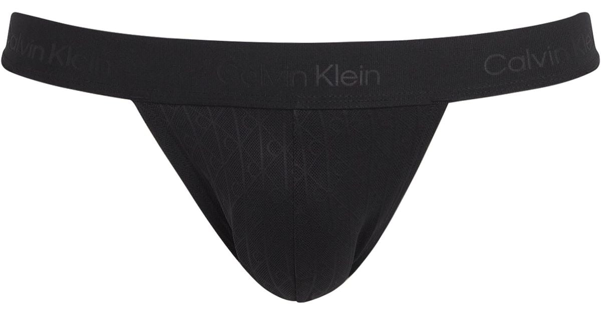 Calvin Klein Microfibre Lace Jockstrap in Black for Men | Lyst UK