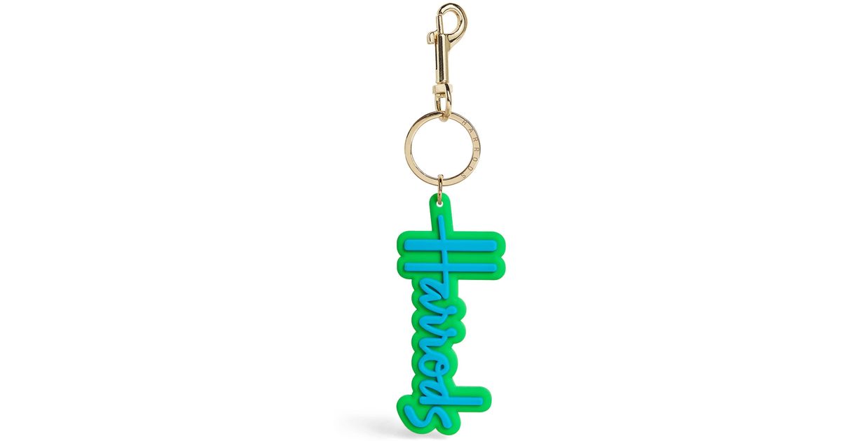 Harrods Logo Keyring in Green | Lyst