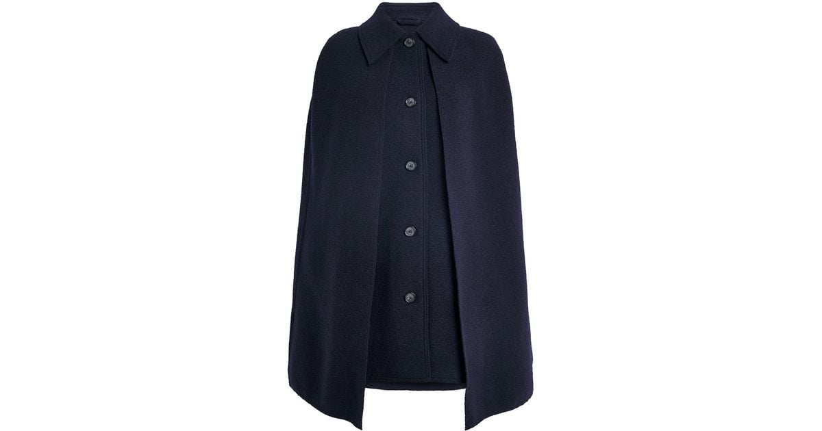 TOTEME Wool Collared Cape Coat in Blue | Lyst