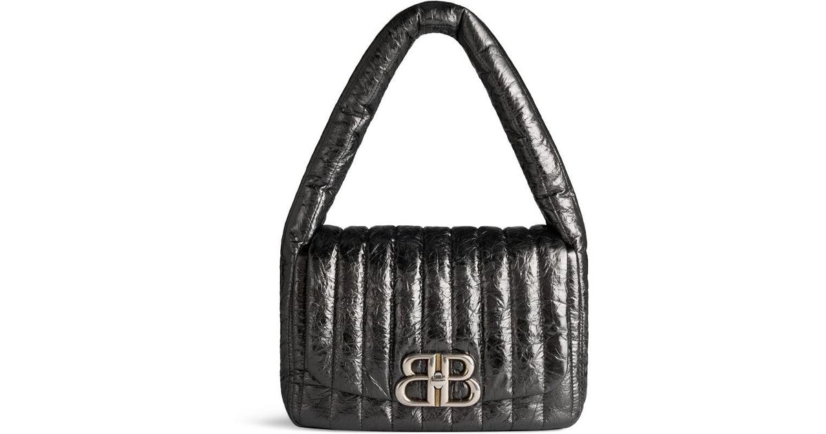 Balenciaga Leather Quilted Monaco Shoulder Bag in Black | Lyst