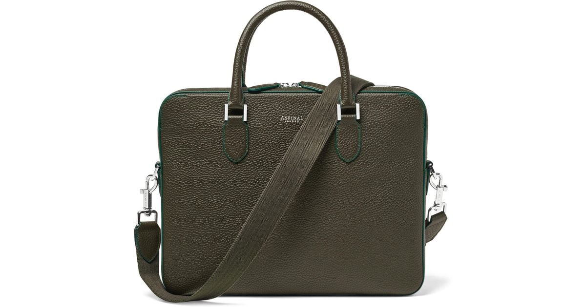 Aspinal of London Leather Mount Street Briefcase Bag in Green for Men ...