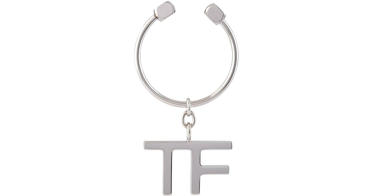 Tom Ford Logo Keyring in Silver (Metallic) - Lyst