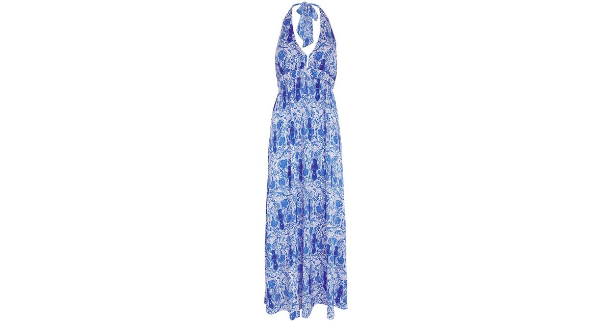 Heidi Klein Lake Como Halterneck Dress in Blue | Lyst