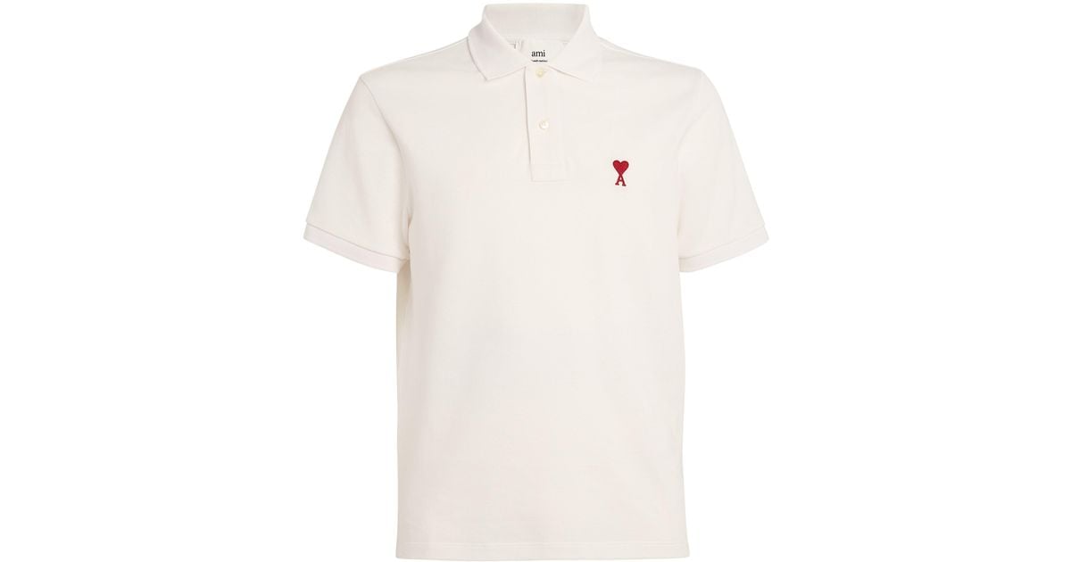 Ami Paris Organic Cotton Ami De Coeur Polo Shirt in White for Men | Lyst