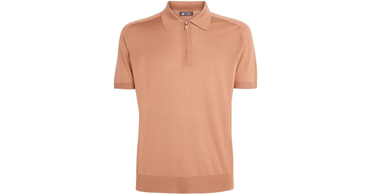 Colombo Silk Polo Sweater in Brown for Men | Lyst UK