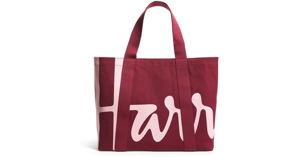 Harrods Medium Cotton Logo Tote Bag in Red | Lyst
