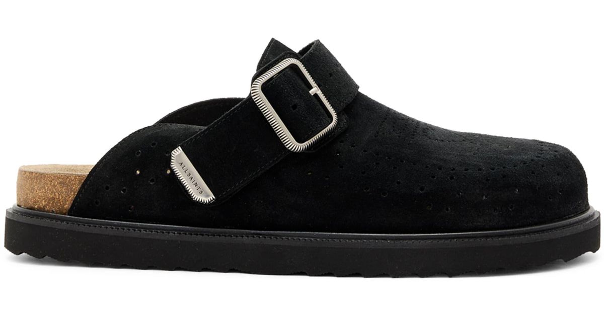 AllSaints Suede Randal Mules in Black for Men | Lyst