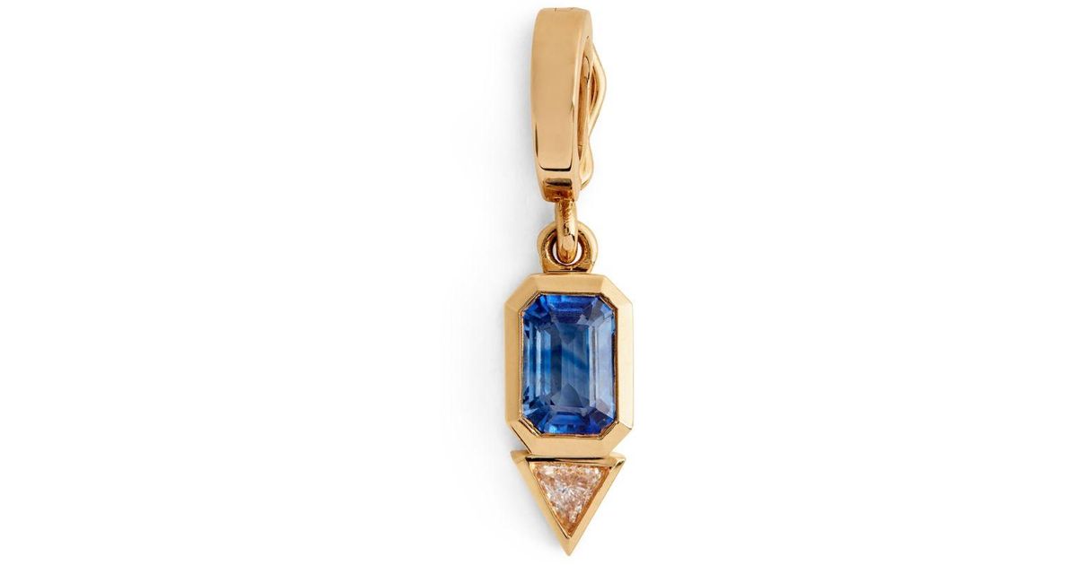 Azlee Sapphire And Diamond Trillion Charm in Blue | Lyst